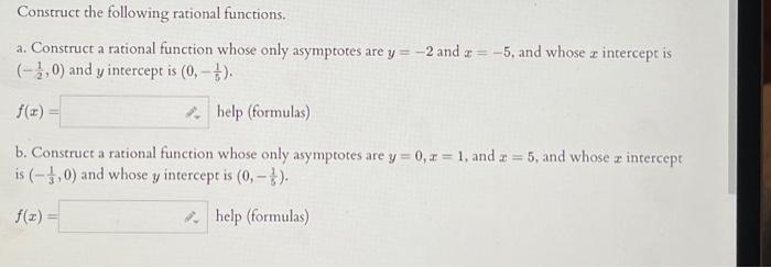 Solved Construct the following rational functions. a. | Chegg.com