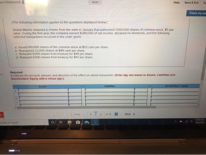 Solved ed Homework Help Save & Exit S Check my wo The | Chegg.com