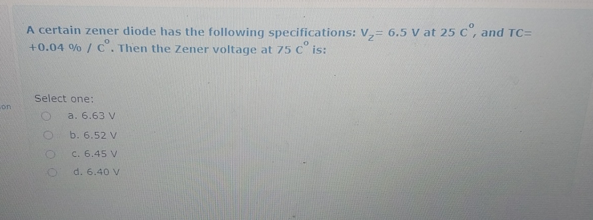 Solved A certain zener diode has the following | Chegg.com