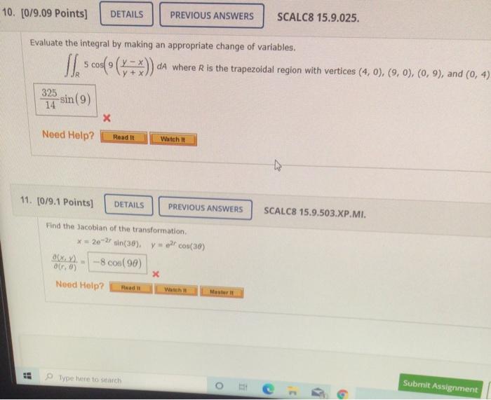 Solved 10. [0/9.09 Points) DETAILS PREVIOUS ANSWERS SCALC8 | Chegg.com