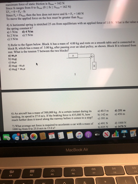 Solved maximum force of static friction is fsmax - 162 N | Chegg.com