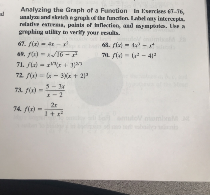 Solved Analyzing the Graph of a Function In Exercises 67–76, | Chegg.com
