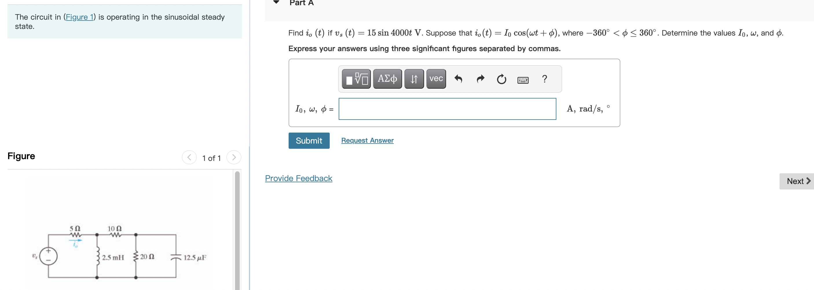 Solved The circuit in (Figure 1) ﻿is operating in the | Chegg.com