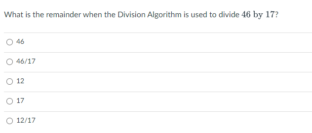 Solved What is the remainder when the Division Algorithm is | Chegg.com