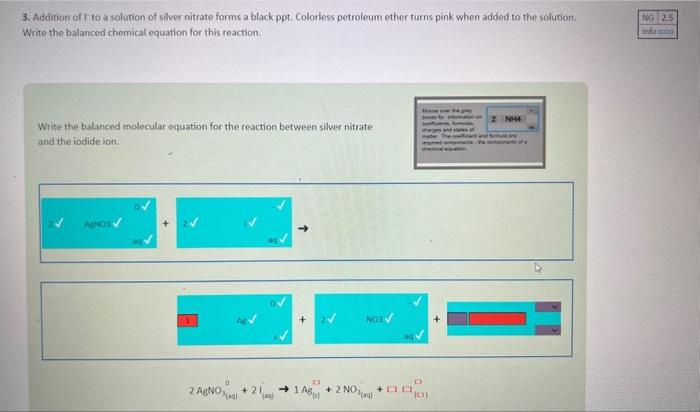 Solved 3. Addition of I to a solution of stiver nitrate | Chegg.com