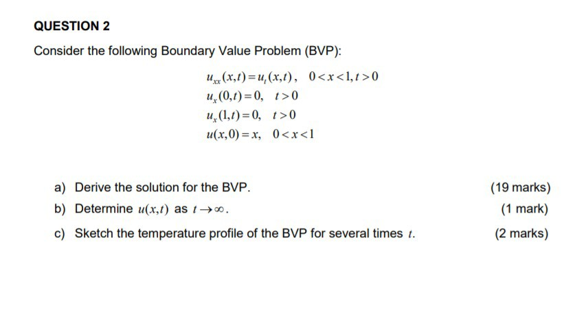 Solved QUESTION 2 Consider the following Boundary Value | Chegg.com