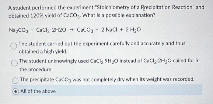 Solved In the experiment "Stoichiometry of the Precipitation | Chegg.com