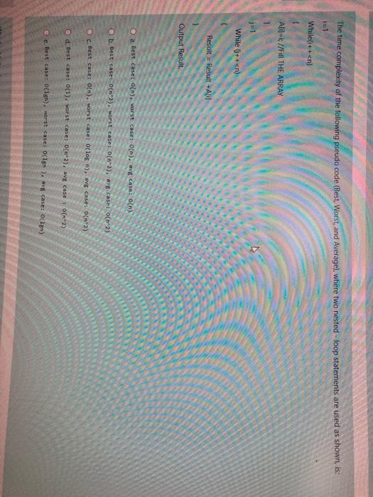Solved The time complexity of the following pseudo code | Chegg.com