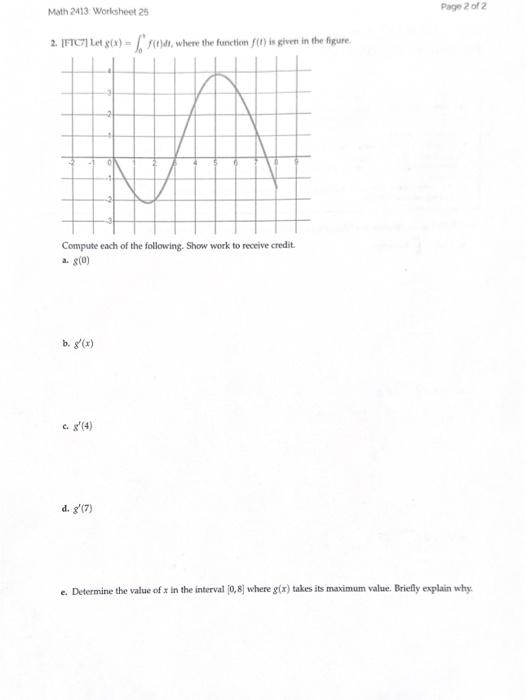 1. [FTC7] Use the Fundamental Theorem of Calculus, | Chegg.com