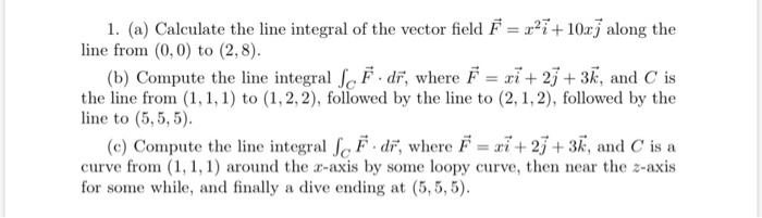 Solved 1. (a) Calculate the line integral of the vector | Chegg.com