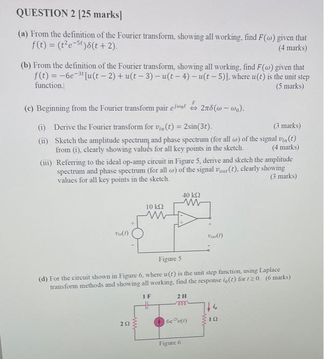 Solved (a) From the definition of the Fourier transform, | Chegg.com