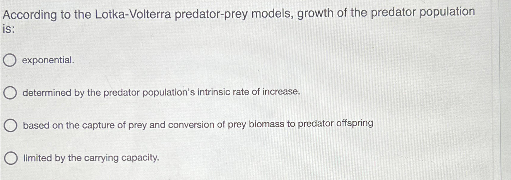 Solved According to the Lotka-Volterra predator-prey models, | Chegg.com