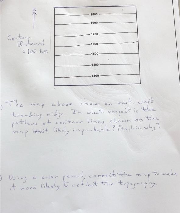 Solved 2 1500 1600 1700 Contour Interval 2100 feet -1600 | Chegg.com
