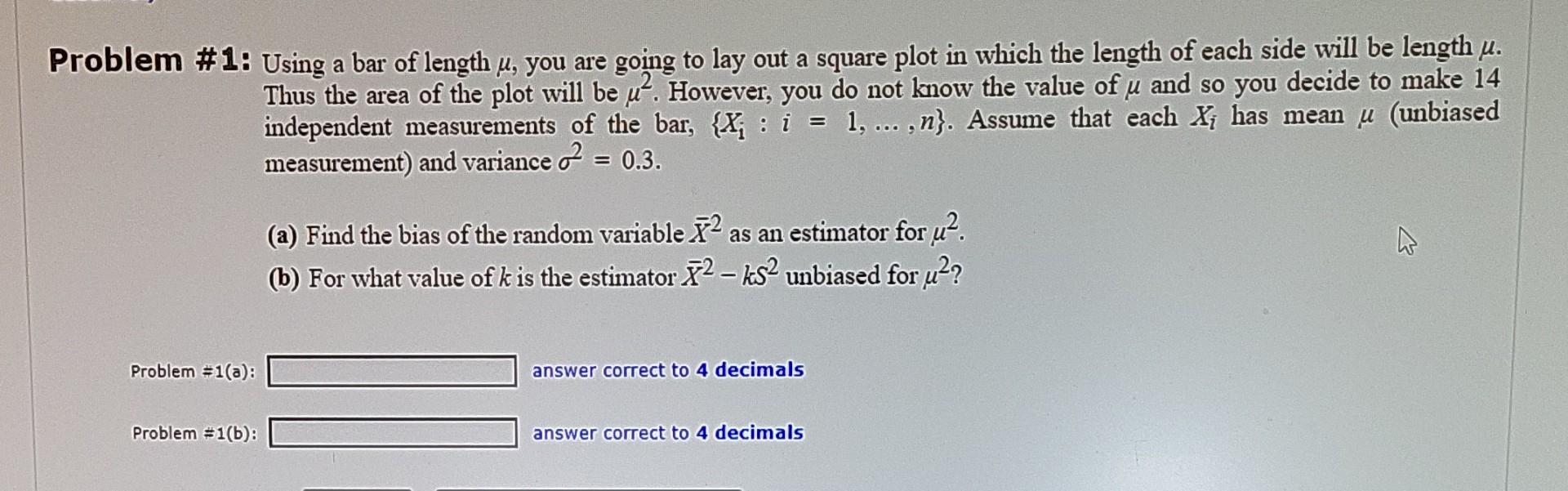 Solved lem \#1: Using a bar of length μ, you are going to | Chegg.com