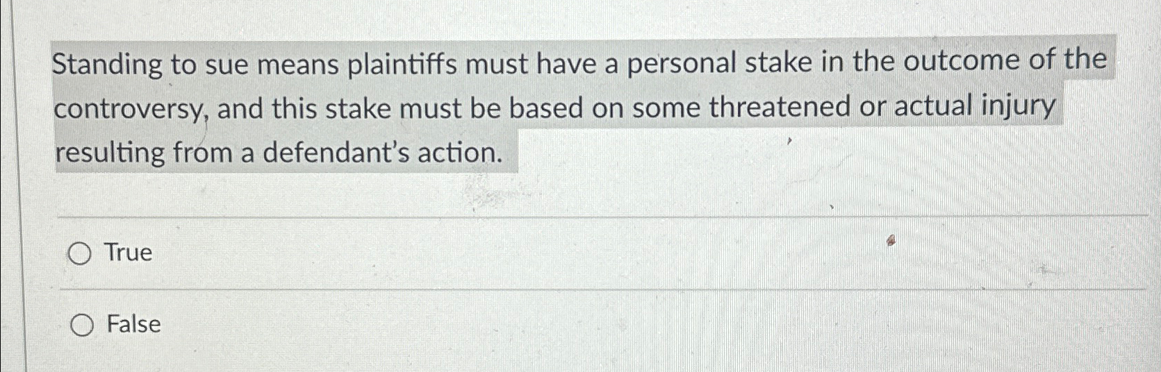 Solved Standing to sue means plaintiffs must have a personal | Chegg.com