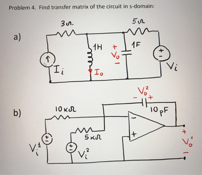 Solved Problem 4. Find transfer matrix of the circuit in | Chegg.com Solved Problem 4. Find transfer matrix of the circuit in | Chegg.com