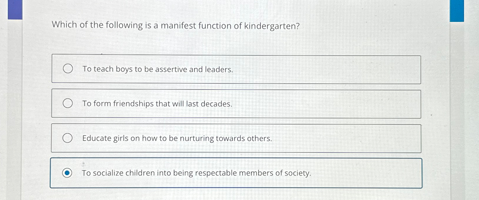 Solved Which of the following is a manifest function of | Chegg.com