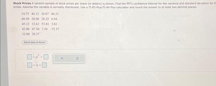 Solved Stock Prices A random sample of stock prices per | Chegg.com