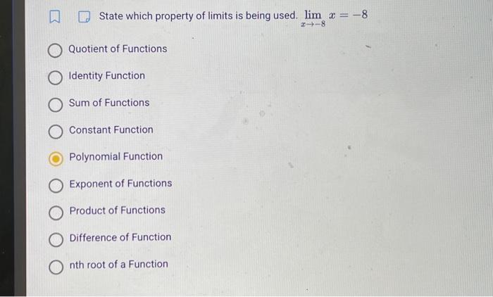 Solved State which property of limits is being used. | Chegg.com