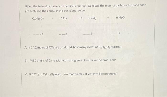 Solved Given the following balanced chemical equation, | Chegg.com