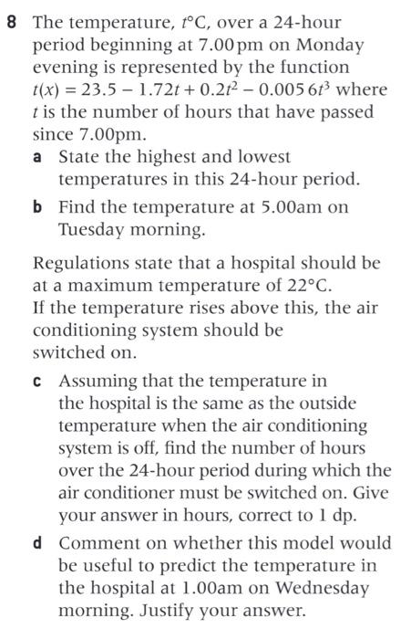 Solved The temperature, t∘C, over a 24-hour period beginning | Chegg.com