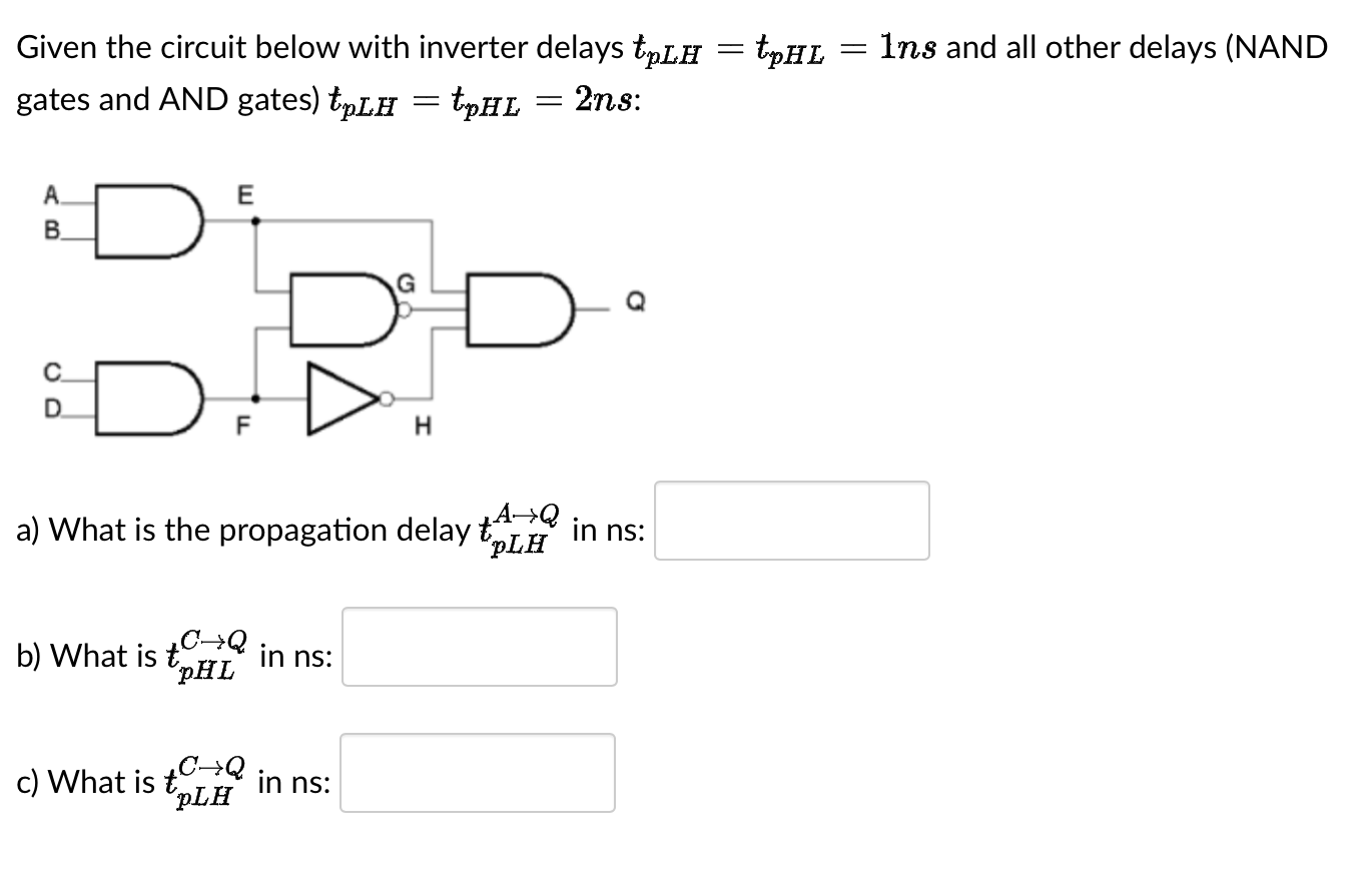 Solved Given the circuit below with inverter delays | Chegg.com