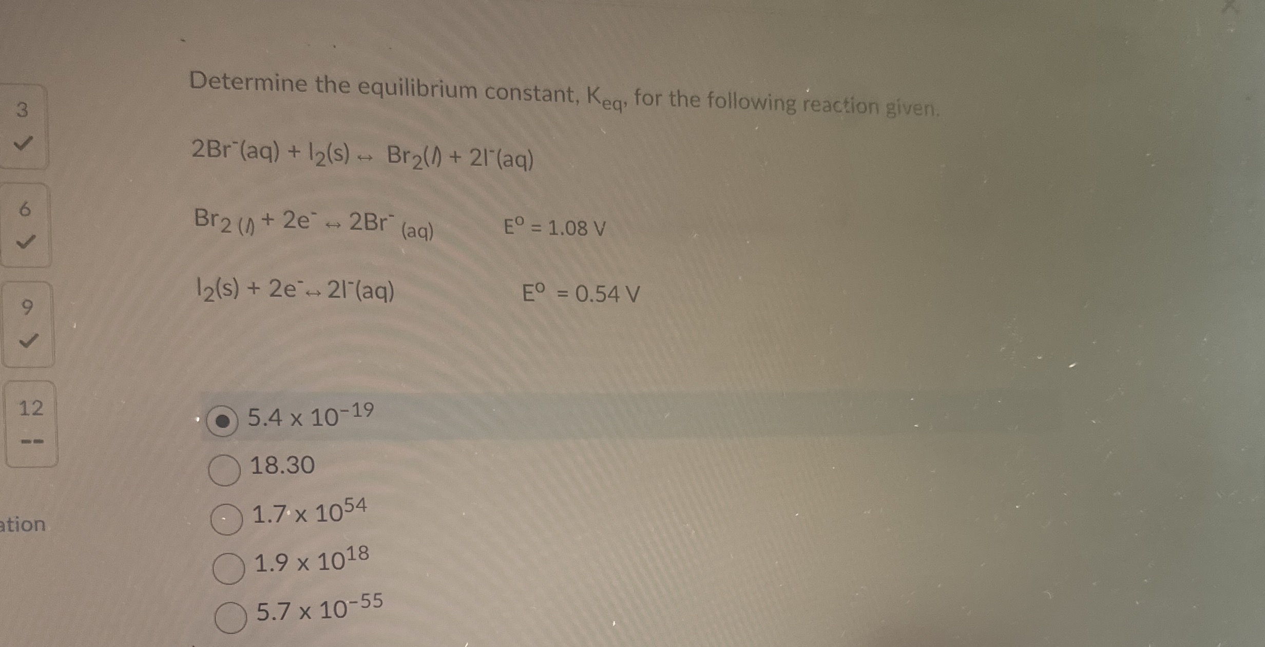 Solved Determine the equilibrium constant, Keq , ﻿for the | Chegg.com