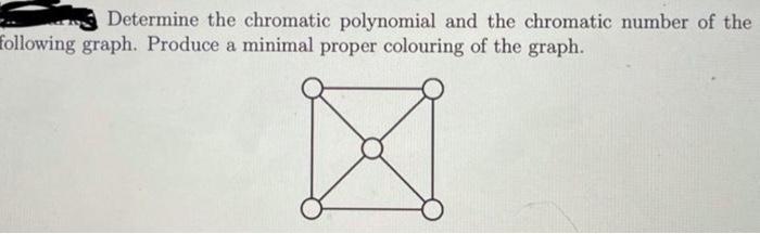 Solved Determine the chromatic polynomial and the chromatic | Chegg.com