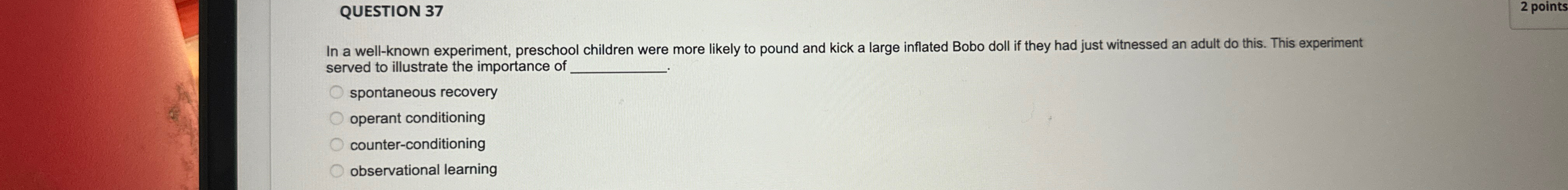 Solved QUESTION 372 ﻿pointsIn a well-known experiment, | Chegg.com