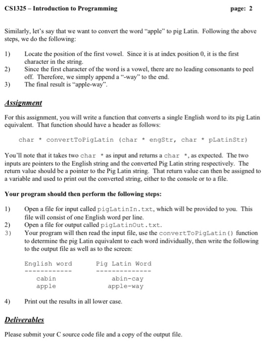 Solved Program 1 - English to Pig Latin Introduction As most | Chegg.com