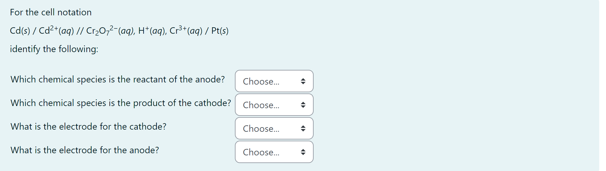 Solved For the cell | Chegg.com