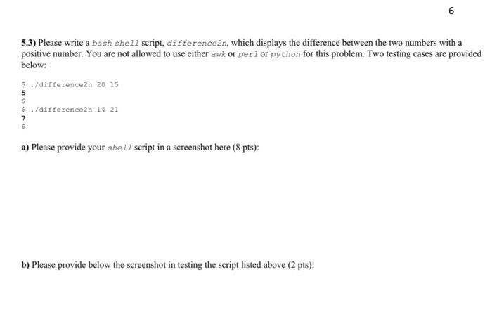 Solved 6 6 53 Please Write A Bash Shell Script 