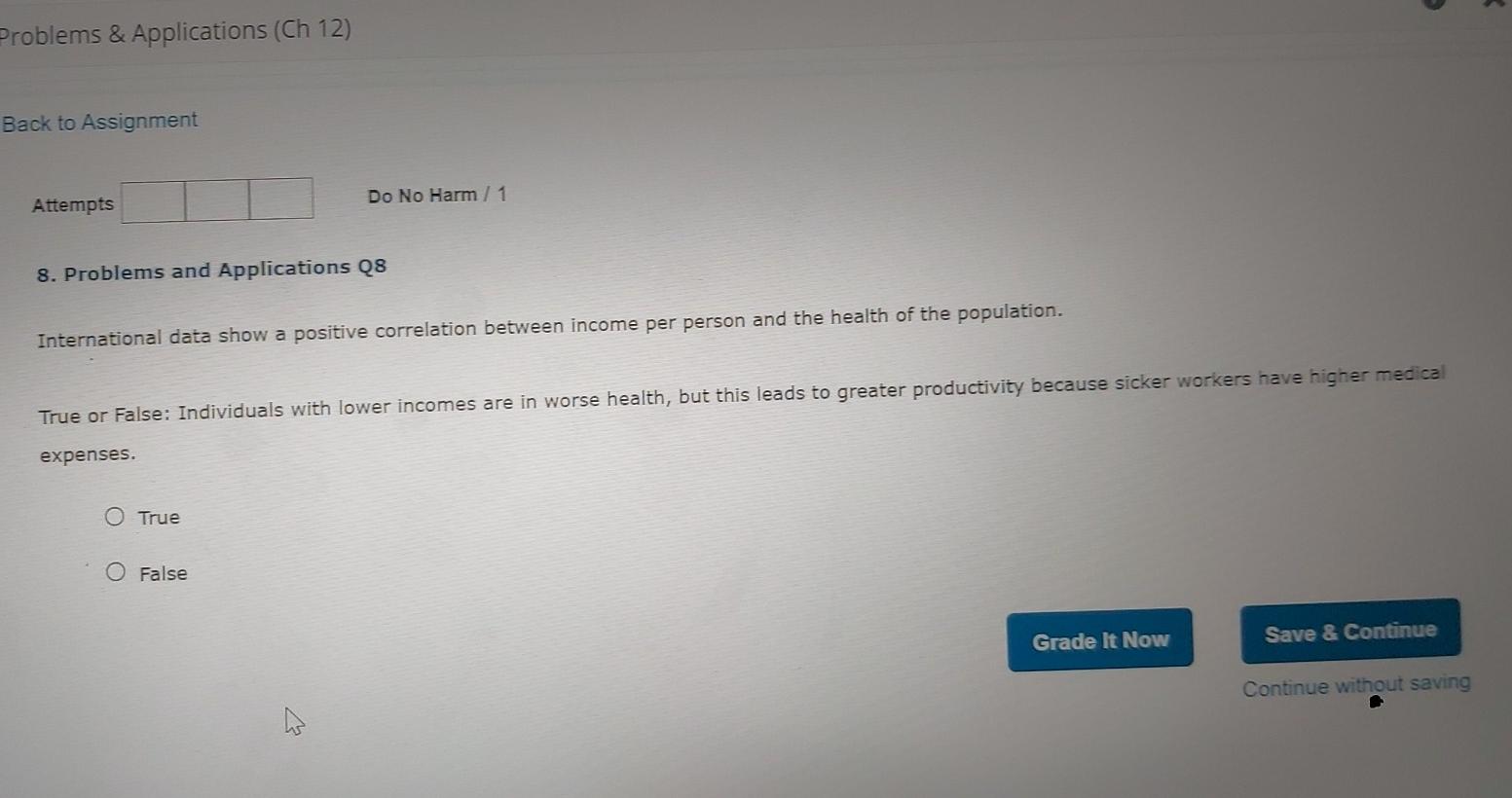 Solved Problems & Applications (Ch 12) Back to Assignment Do | Chegg.com