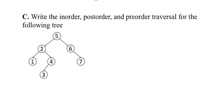 Solved C. Write the inorder, postorder, and preorder | Chegg.com