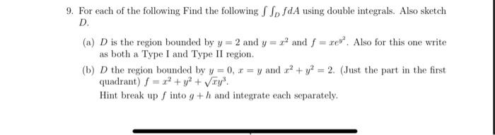 Solved 9. For each of the following Find the following f f | Chegg.com