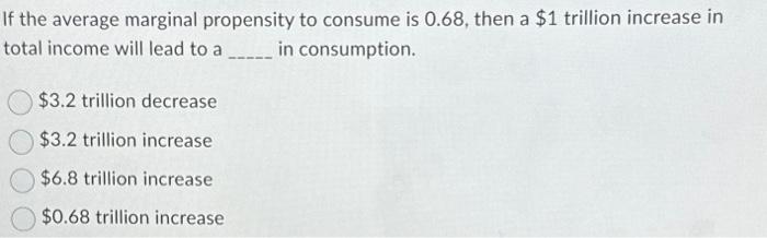 Solved If the average marginal propensity to consume is | Chegg.com