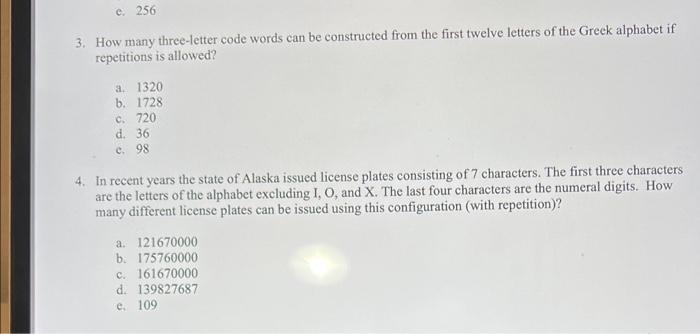 Solved 3. How many three-letter code words can be | Chegg.com