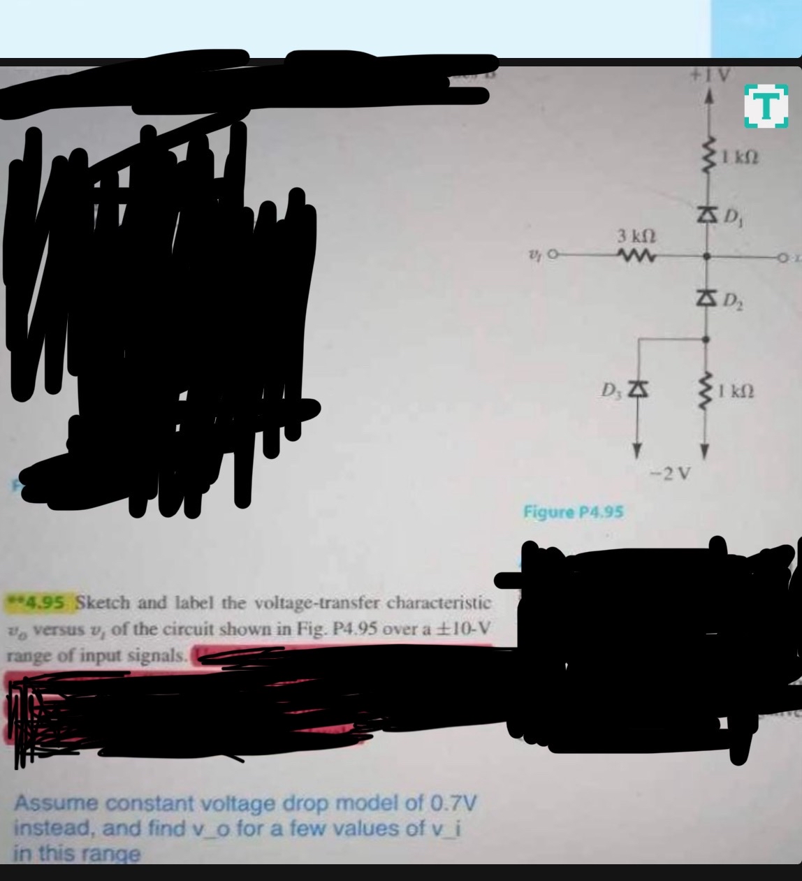 Solved *4.95 ﻿Sketch and label the voltage-transfer | Chegg.com