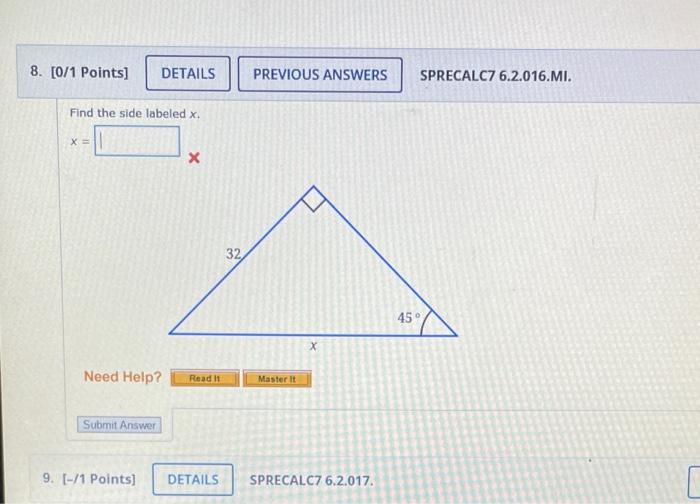 Solved Find the side labeled x. | Chegg.com