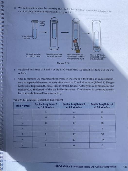 3 > 3. We built respirometers by inserting the filled | Chegg.com