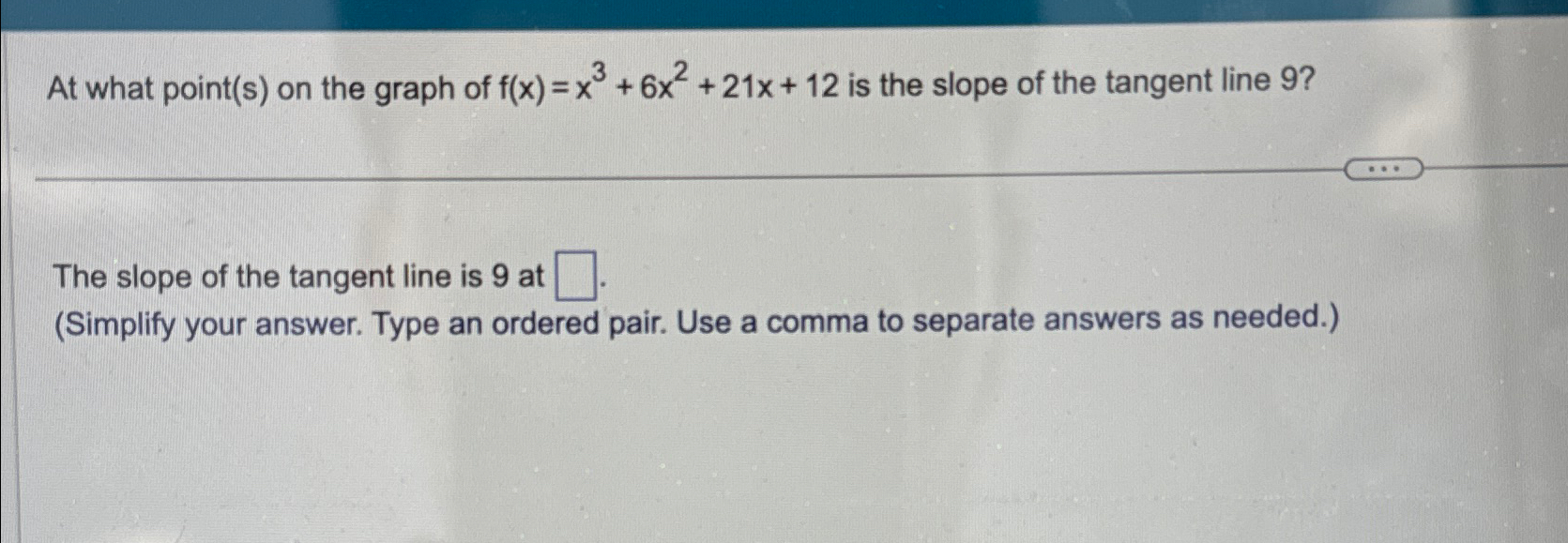 Solved At what point(s) ﻿on the graph of f(x)=x3+6x2+21x+12 | Chegg.com