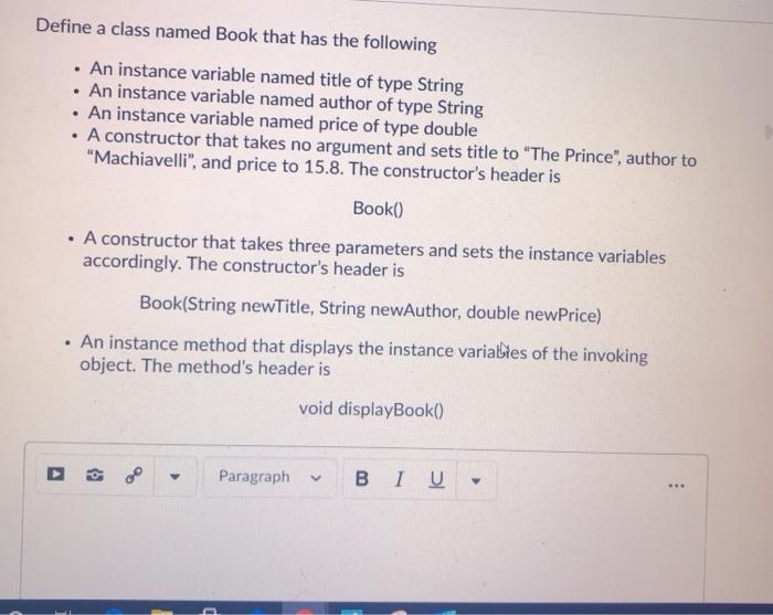 Solved . . Define a class named Book that has the following | Chegg.com