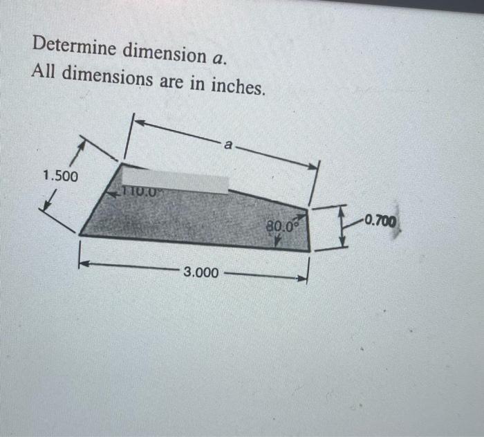 Solved Determine dimension a. All dimensions are in inches. | Chegg.com