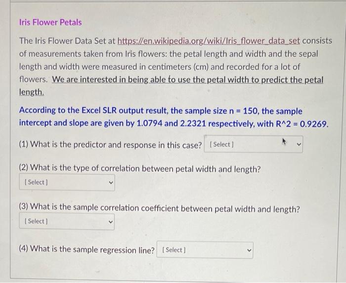 Solved The Iris Flower Data Set at | Chegg.com