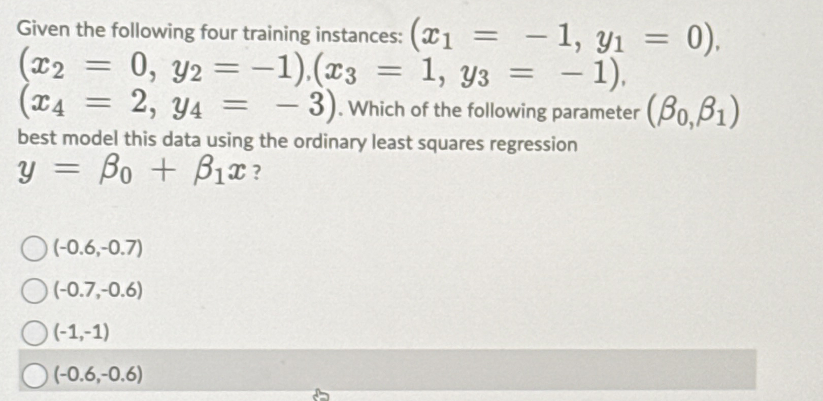 Solved Given the following four training instances: | Chegg.com