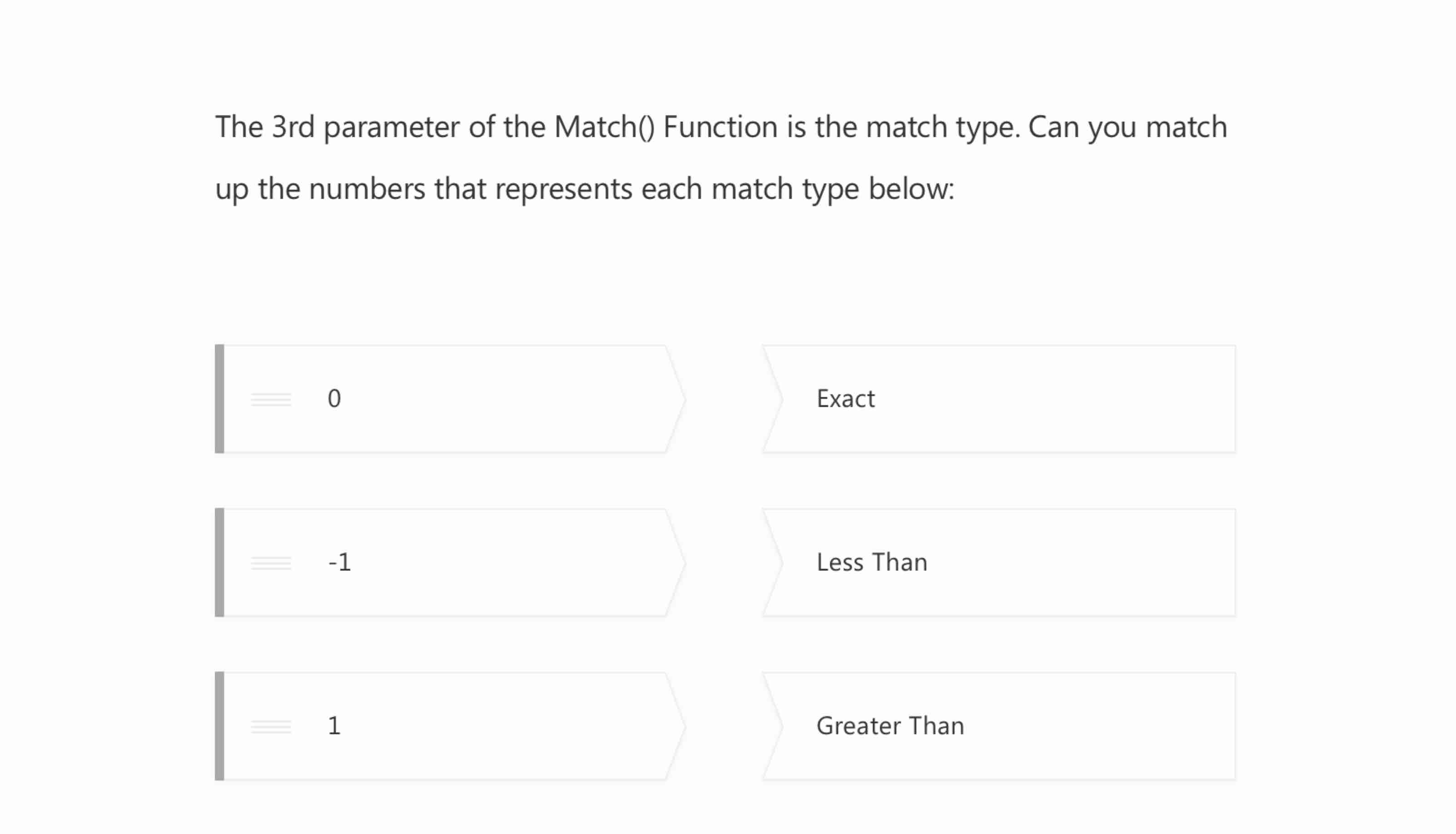 Solved by an EXPERT The 3rd parameter of the Match() ﻿Function is the | Chegg.com
