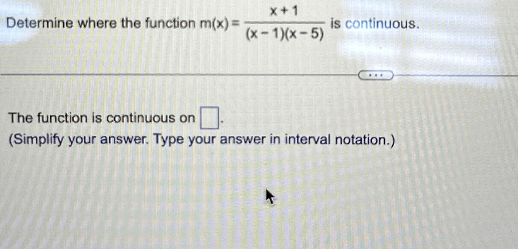 Determine where the function m(x)=x+1(x-1)(x-5) ﻿is | Chegg.com