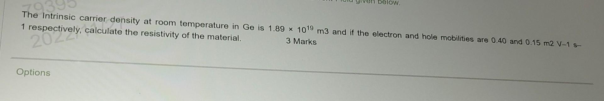 Solved The Intrinsic carrier density at room temperature in | Chegg.com
