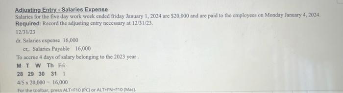 Solved Adjusting Entry - Salaries Expense Salaries for the | Chegg.com