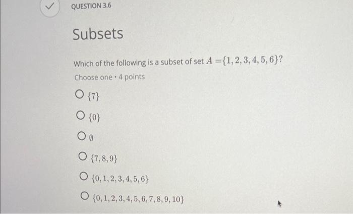 Solved Which of the following is a subset of set | Chegg.com